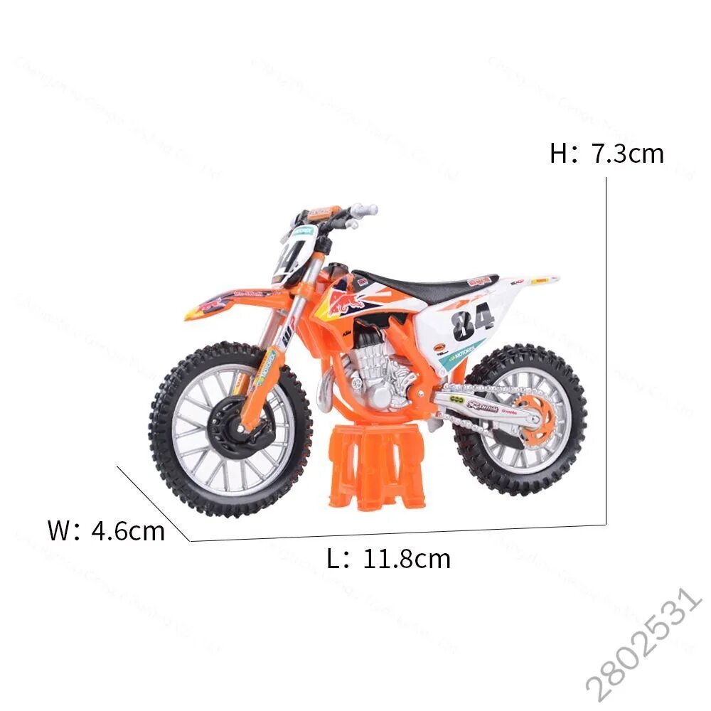 Bburago KTM 450 SX-F 2018 1:18 масштабная модель мотоцикла, металл/пластик, для детей от 3 лет — фото 1