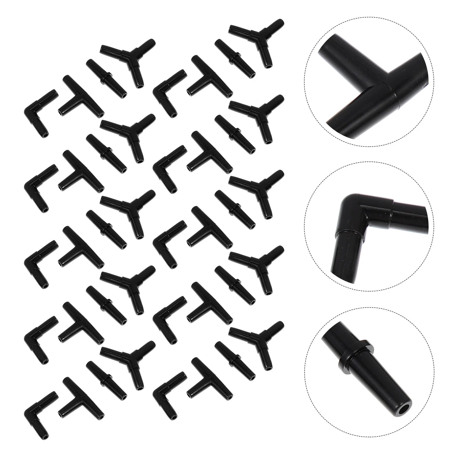 Пластиковые соединители для аквариума 4 мм, Black, 40 шт.