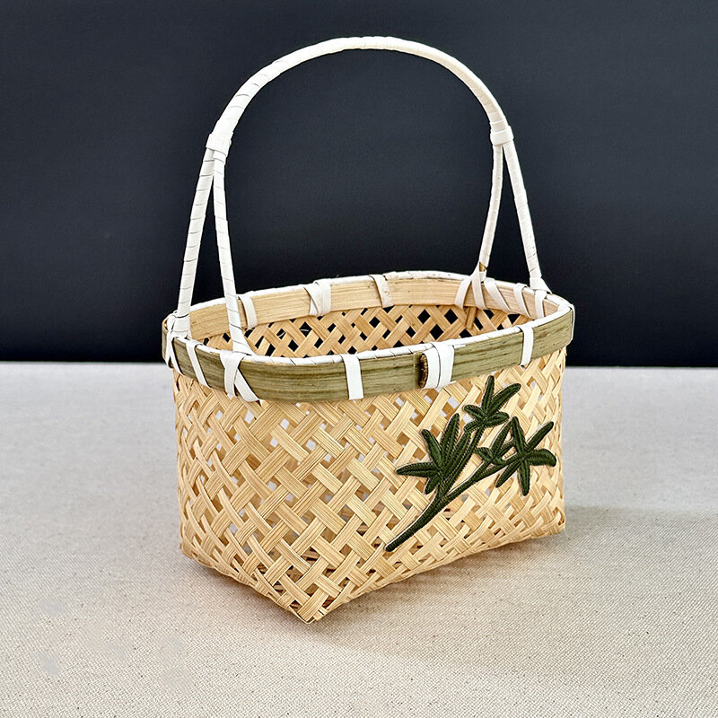 Корзина Zhu Yun из ротанга прямоугольной формы для фруктов, ягод и закусок - подарочная ручная корзина