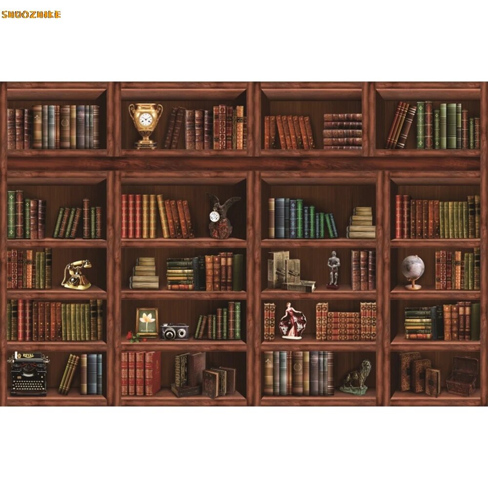 Фотофон винтажный книжный шкаф 90x60см, цвет MX5052