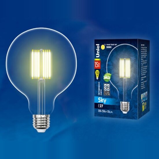 Светодиодная лампа Uniel LED-G125-15W/3000K/E27/CL PLS02WH