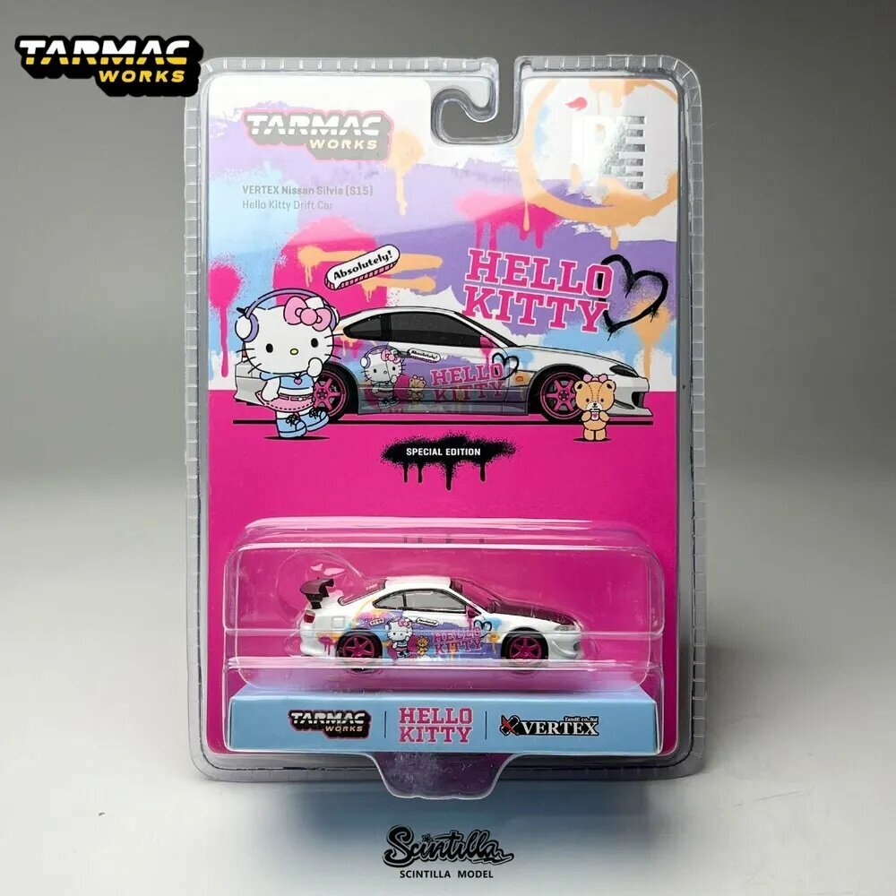 Машинка Tarmac works 1/64 #Nissan Silvia S15 Hello Kitty Литой под давлением автомобильной модели