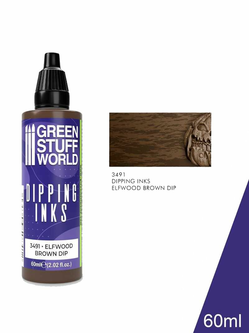 Краска акриловая 3491 цвет Elfwood Brown Dip, 60 мл, Dipping Inks, Green Stuff World