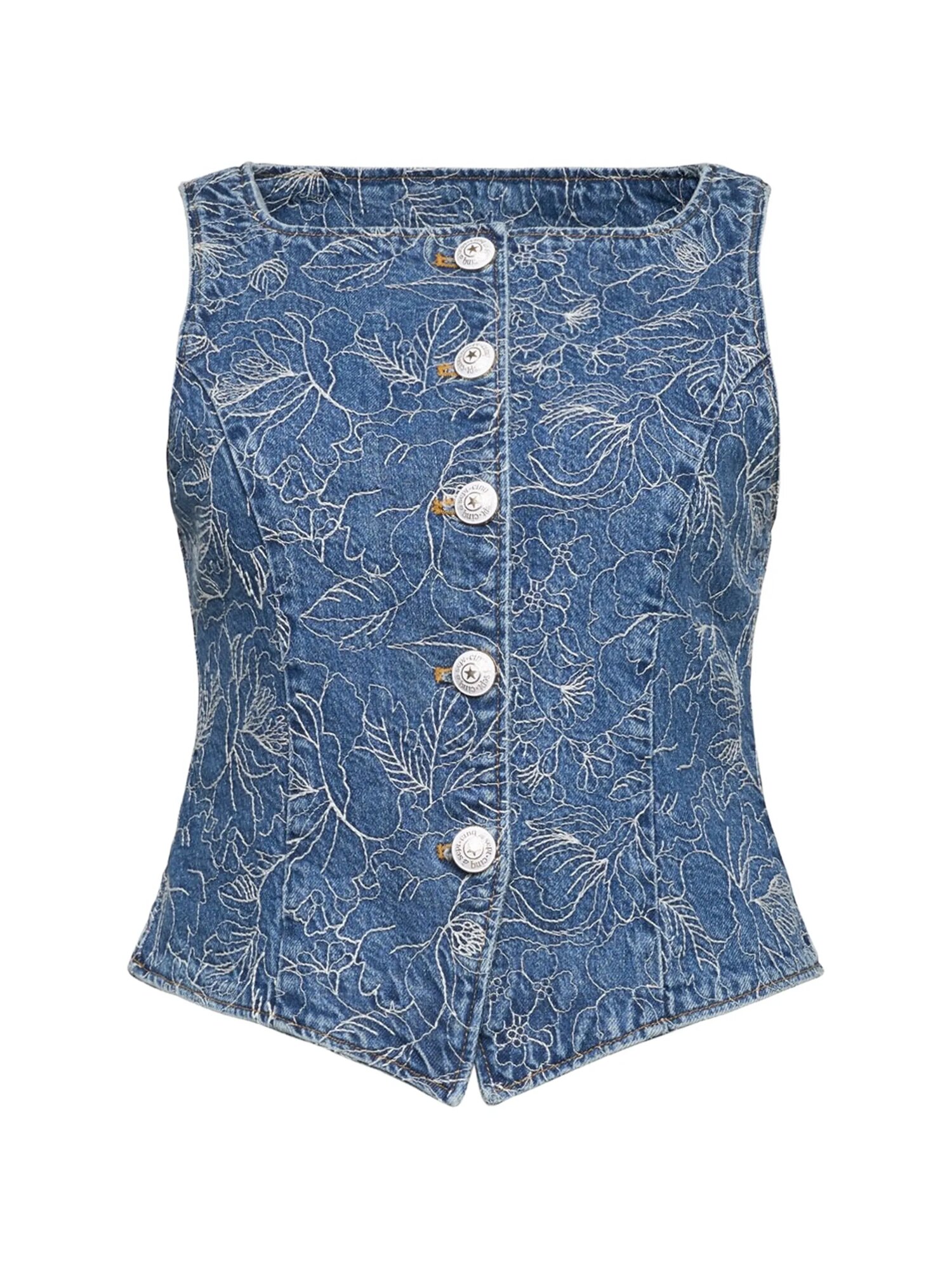 Жилет Floral button-denim vest
