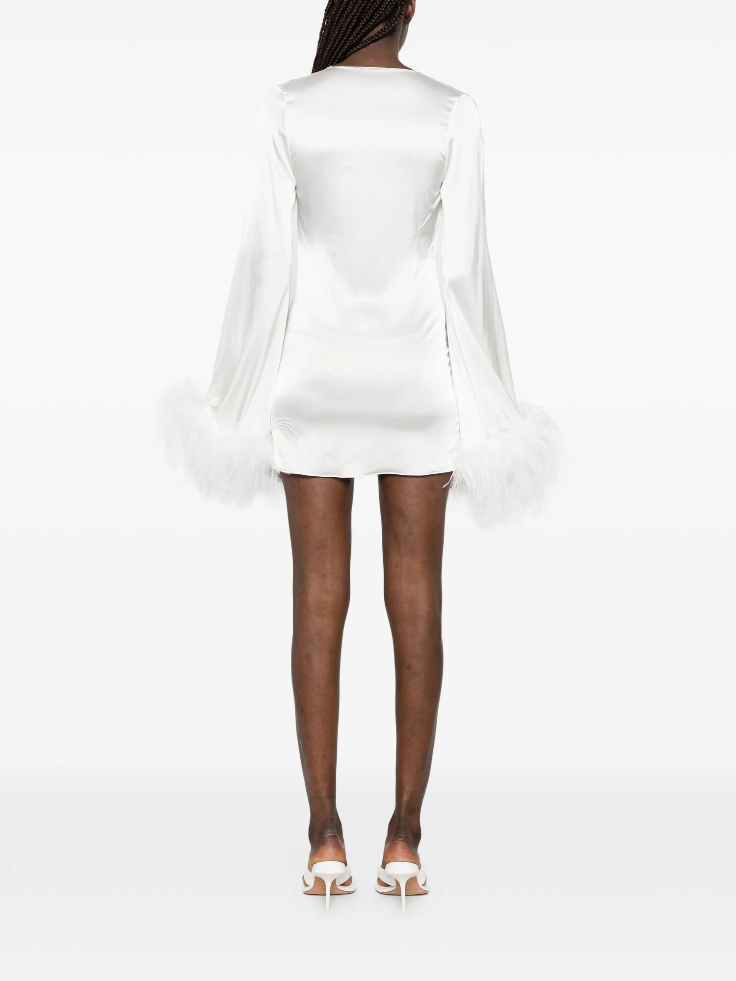Платье Oseree Feather-trim mini dress, размер XL, white — фото 1
