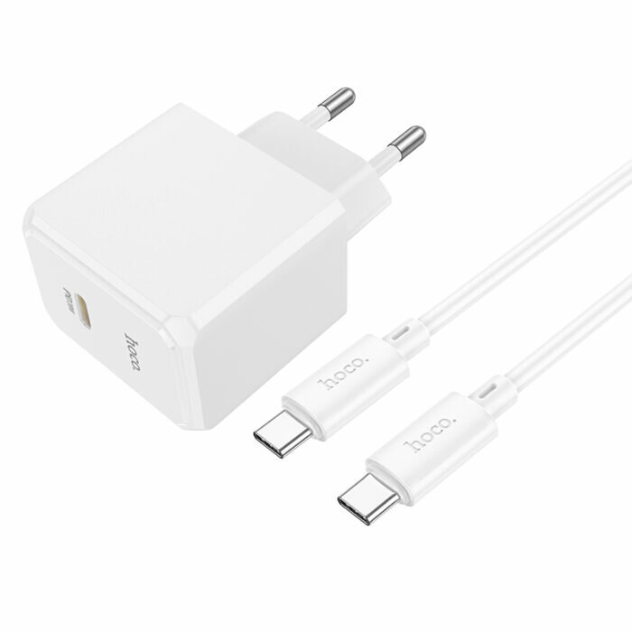 Сетевая зарядка Type-C, Hoco CS13A PD, 20W, с кабелем Type-C, 1м, белый