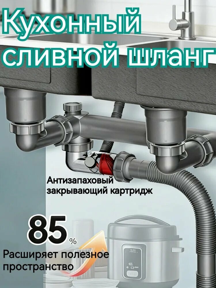 Сифон для кухонной мойки двучашной