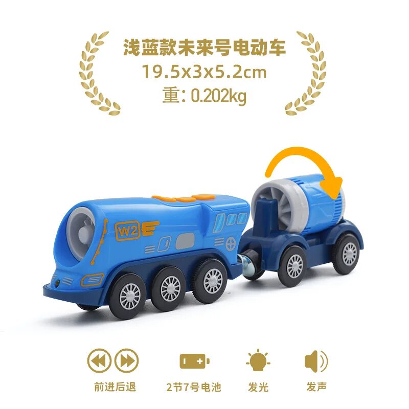 Электрический поезд W2, синий/фиолетовый, 19.5x3x5.2 см