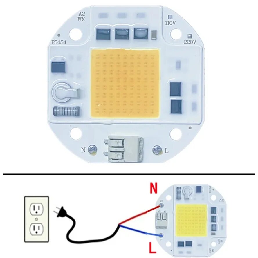 LED COB чип 50W Warm White 220V