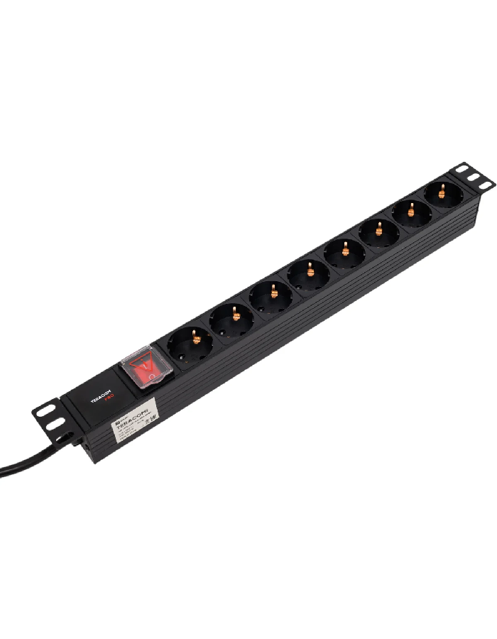 Блок розеток 19", EKF TRP-HPD-LSP-16A-8SH-2MSH PDU TERACOM PRO, 8 розеток с заземлением, черный