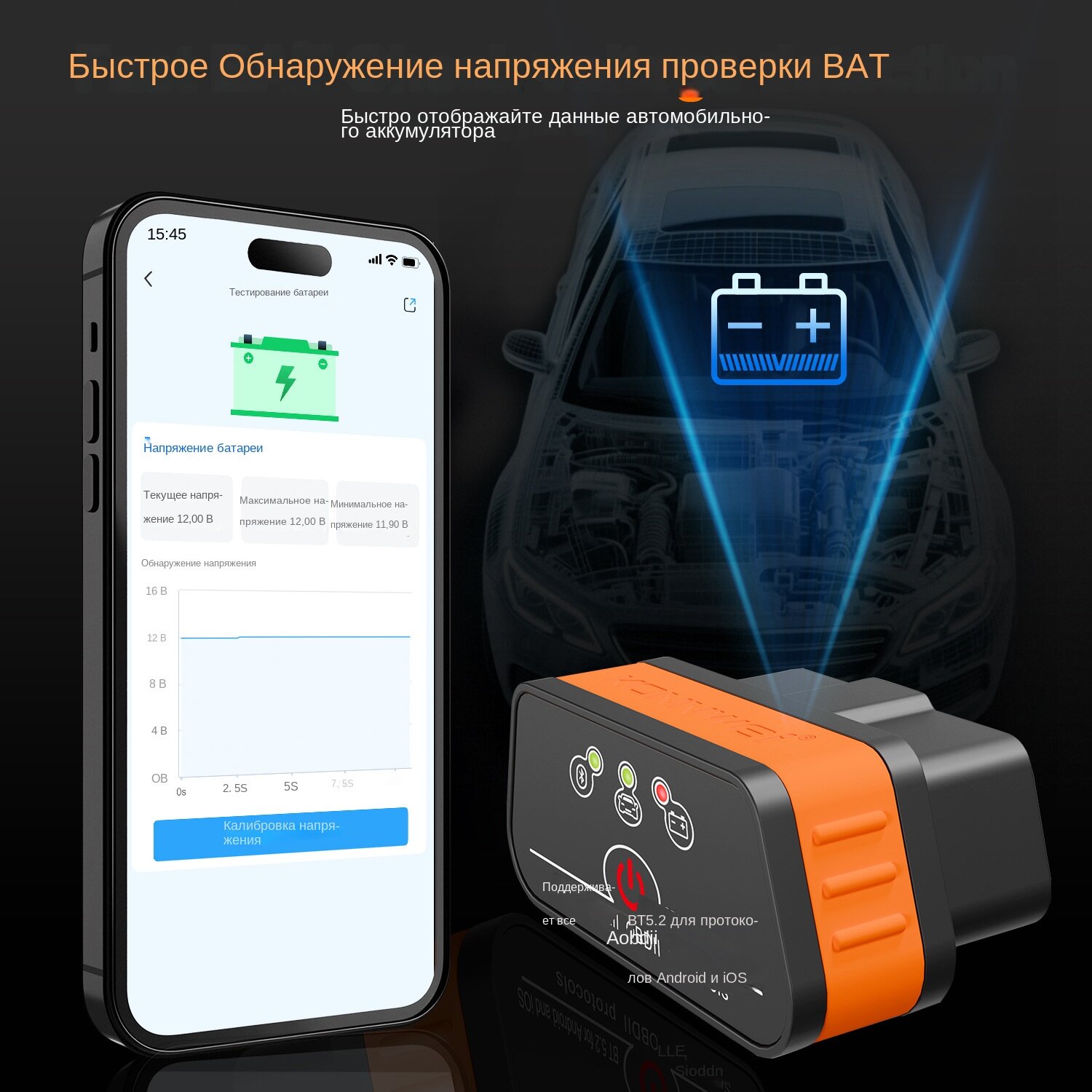 MINI OBD2 KW901 Bluetooth 4.0 5.0 Двухрежимный автомобильный компьютер Android/ iOS ELM327 OBD II Адаптер Сканер Мощный инструмент диагностики автомобиля