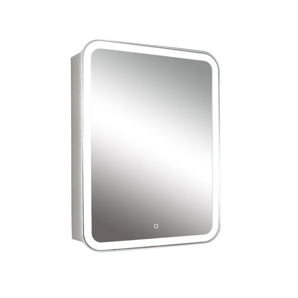 Зеркало-шкаф Silver Mirrors Фиджи со светодиодной подсветкой, 60 см, с сенсорным управлением, с розеткой, белое, зеркало настенное в ванную