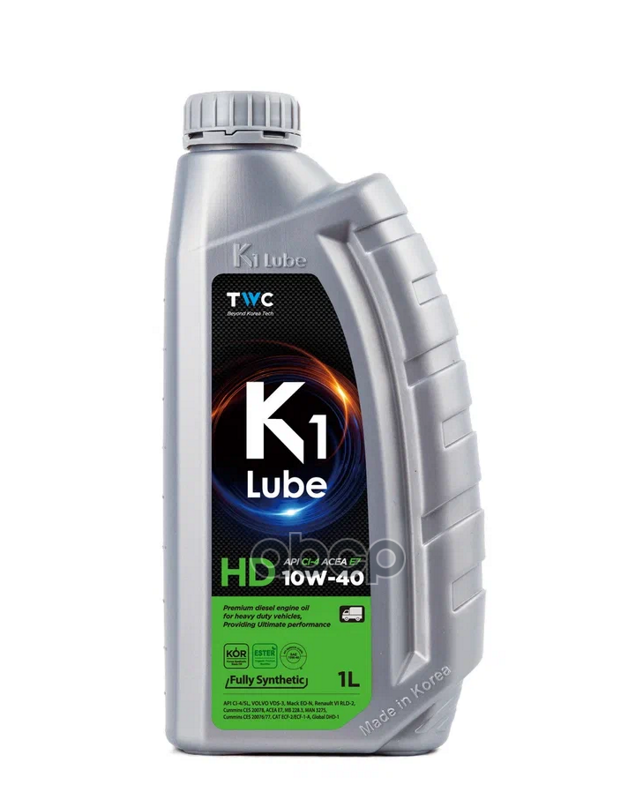 K1 Lube K1 Lube HD CI-4 10W40 1L масло моторное API CI-4/SL, ACEA E7, VDS-3, Mack EO-N, Renault VI RLD-2, шт.