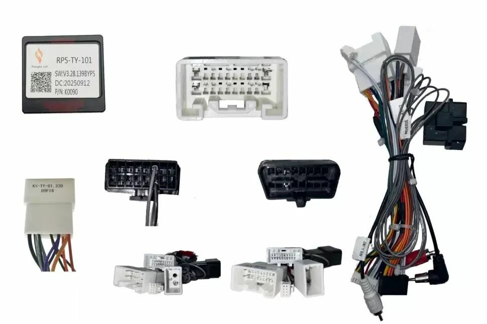 Комплект проводки для установки в Toyota (2003-2013) XP с OBD2 для подключения Android магнитолы