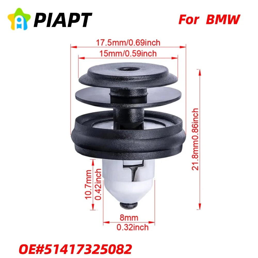 20 шт. Клипсы-фиксаторы для обшивки дверей 51-41-7-325-082 для BMW 3, 5, M3, M5, X5, X6, X7, Z4 2017 года и новее (G20, G30, F90, G32, G01, G02, G07, G29)
