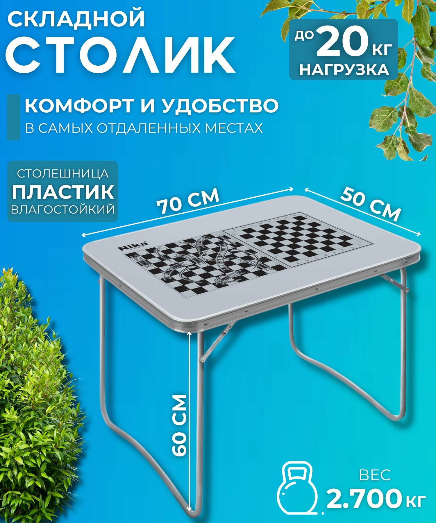 Стол складной Столик раскладной туристический для туризма Походный для похода отдыха и пикника на природе для Кемпинга и рыбалки НИКА ССТ-5/И