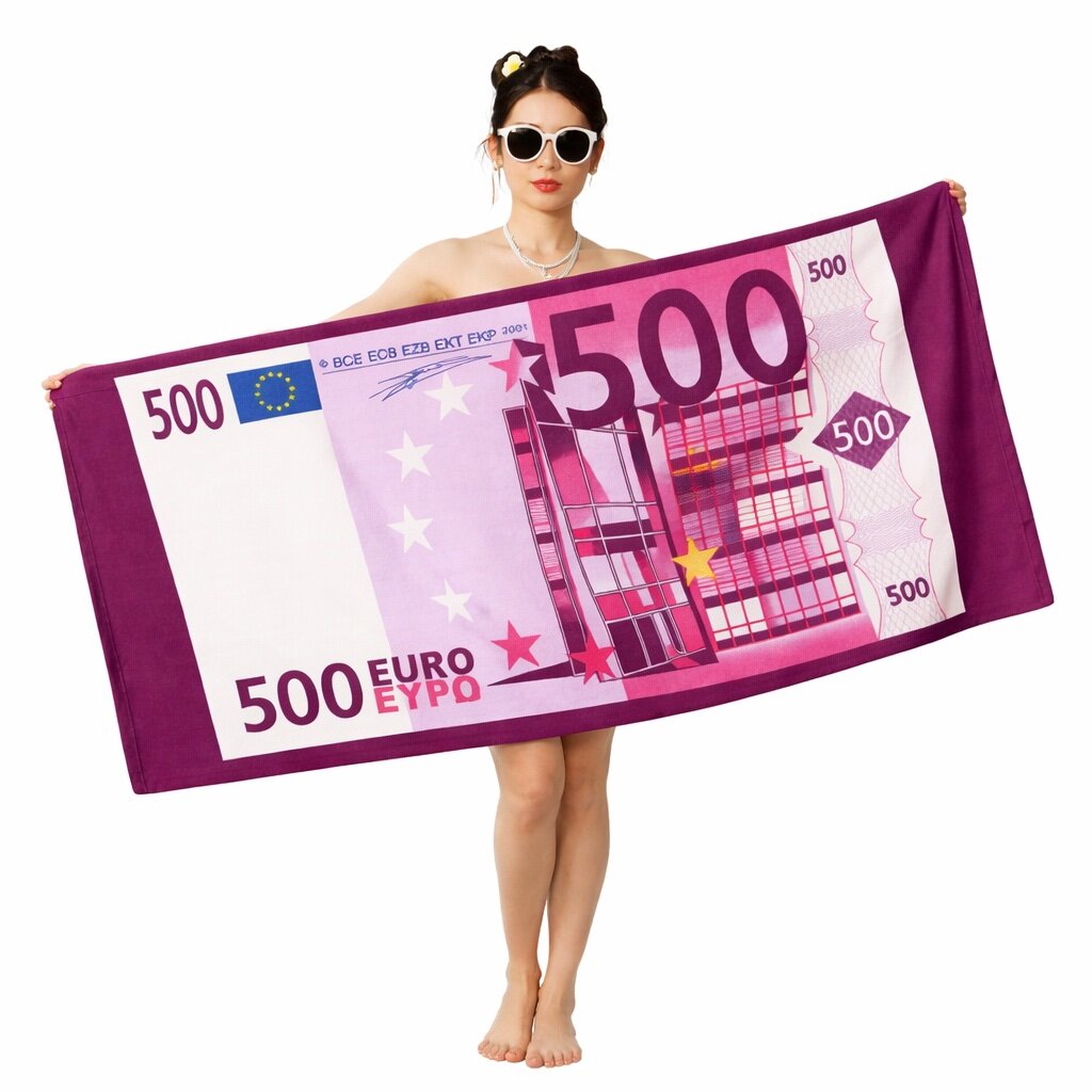 Фиолетовое пляжное полотенце из микрофибры с принтом «500 евро», 150x70 см, быстросохнущее, супервпитывающее, мягкое спортивное полотенце из полиэстера для пляжа, плавания, тренажерного зала, путешест