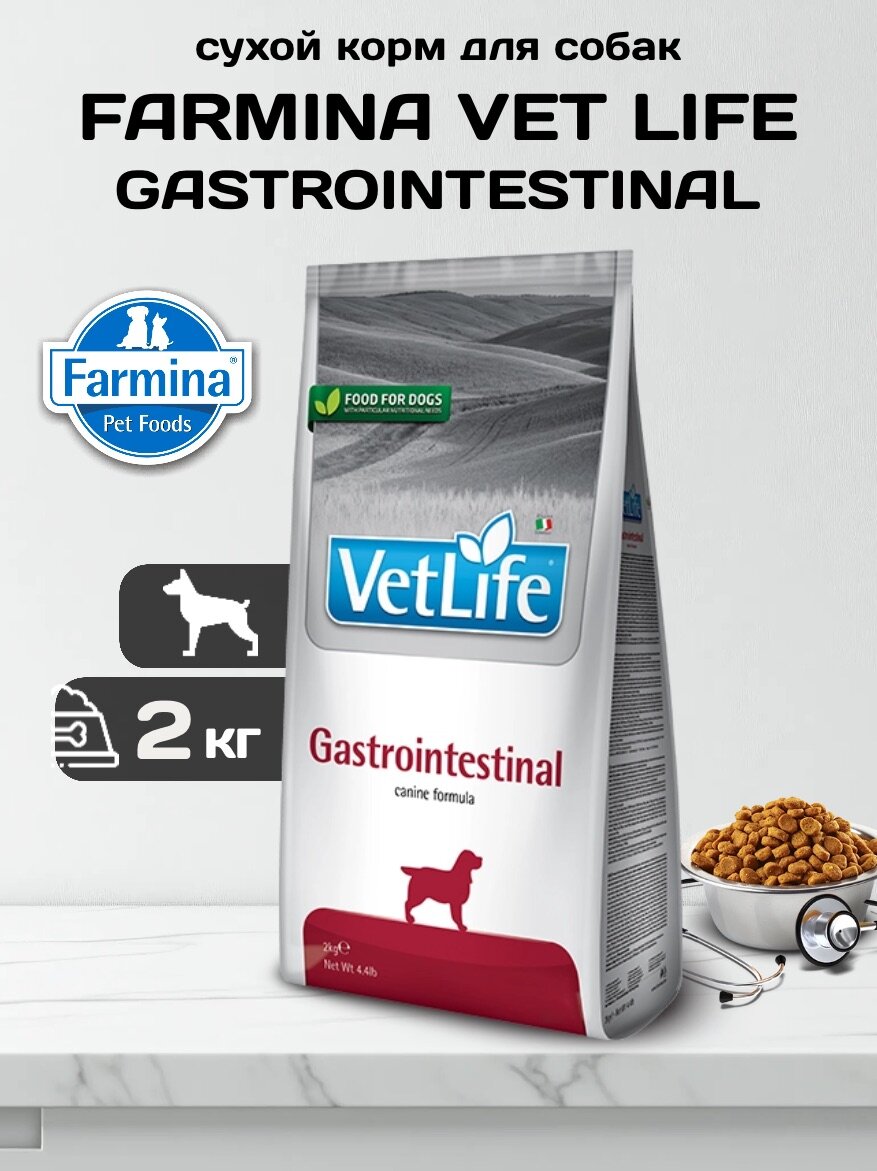 Сухой корм для собак Farmina Фармина Vet Life GastroIntestinal Dog при заболеваниях ЖКТ - 2 кг