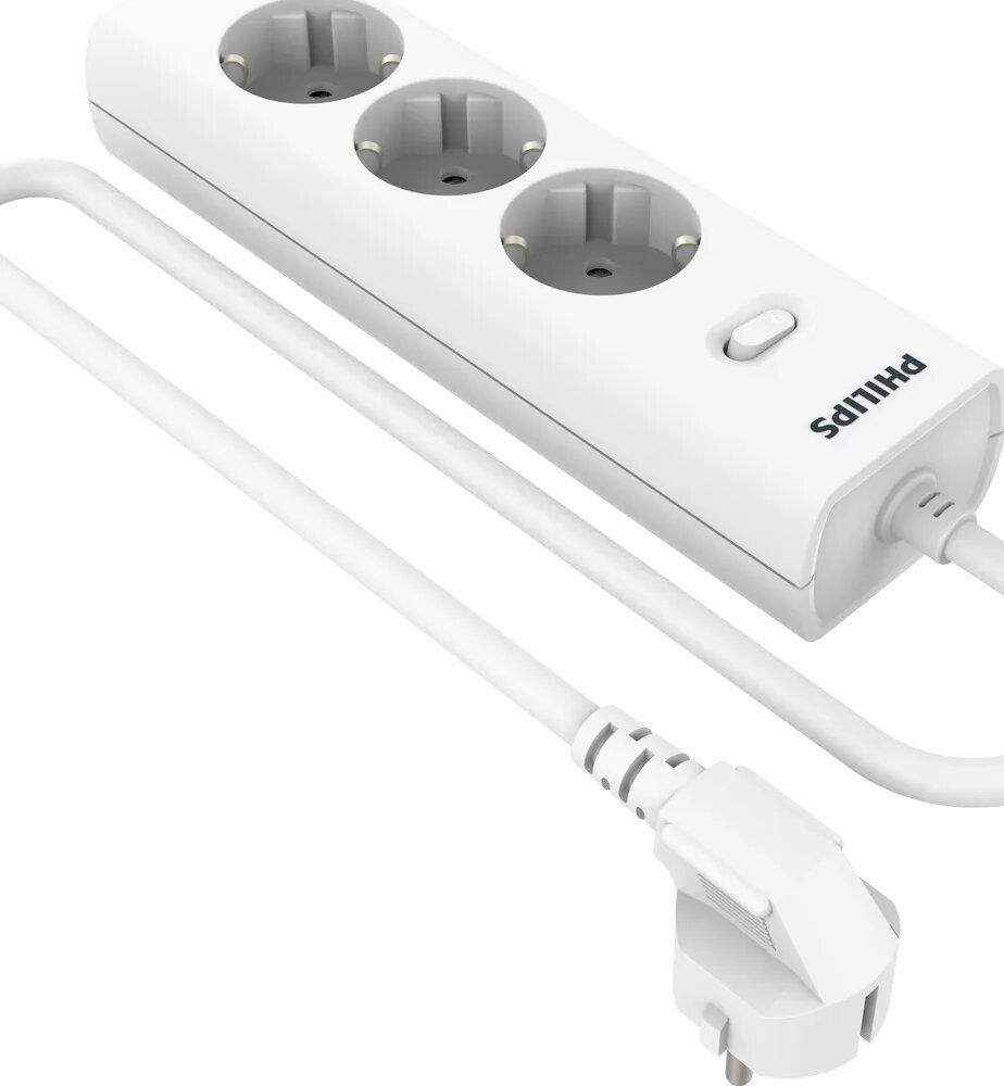 Philips сетевой фильтр 3 Розетки, кабель - 3M белый