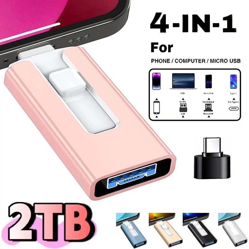 Флешка OTG 4-в-1 Micro USB 3.0, Type-C, Silver — фото 1