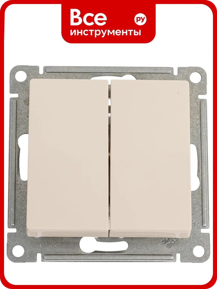2-клавишный переключатель Systeme Electric AtlasDesign Бежевый сх.6, 10АХ ATN000265, 250 В, пластик