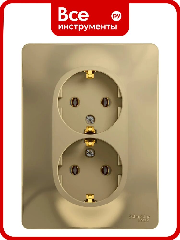 Розетка Systeme Electric (Schneider Electric) GLOSSA двойная с заземлением, 16А, титан GSL000424, 250 В, для сетей