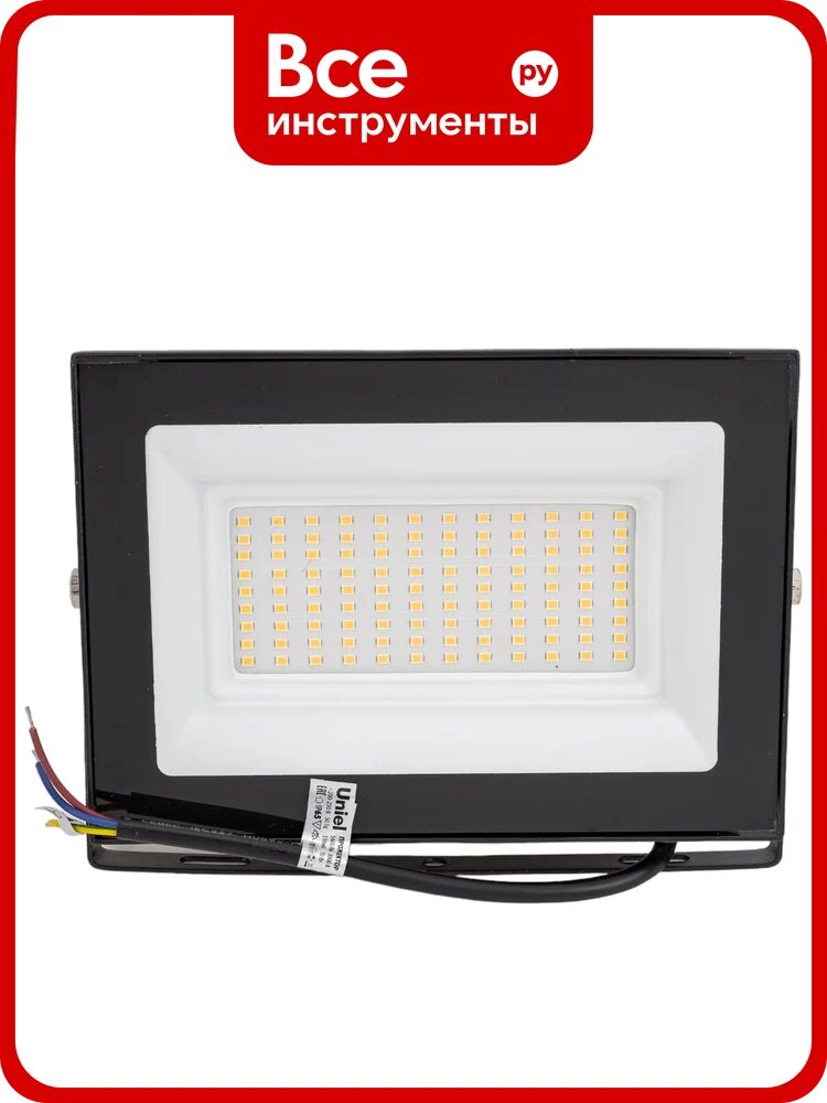 Светодиодный прожектор Uniel 70W 3000K IP65 BLACK ULF‑F21 алюминиевый корпус теплый белый свет монтажная скоба