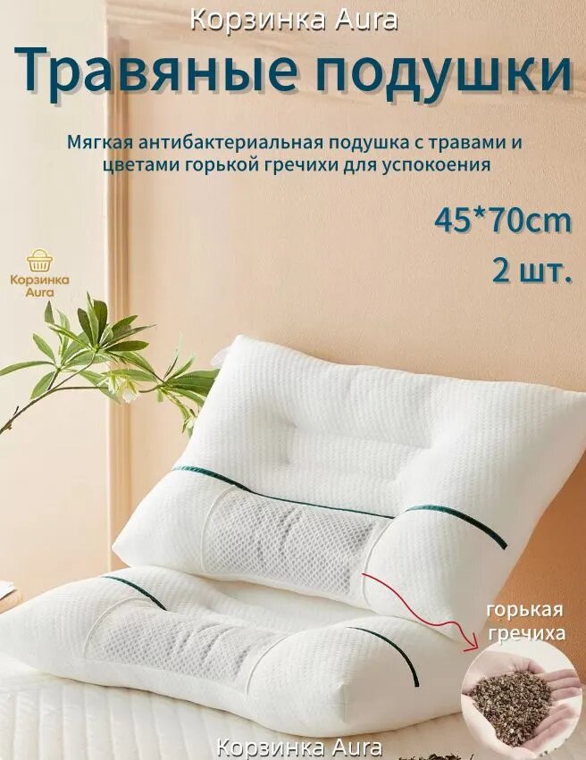 Подушка 45x70 см, Средняя жесткость, Полиэстер
