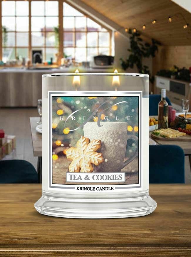 Kringle Candle свеча ароматическая 2 фитиля Tea & Cookies