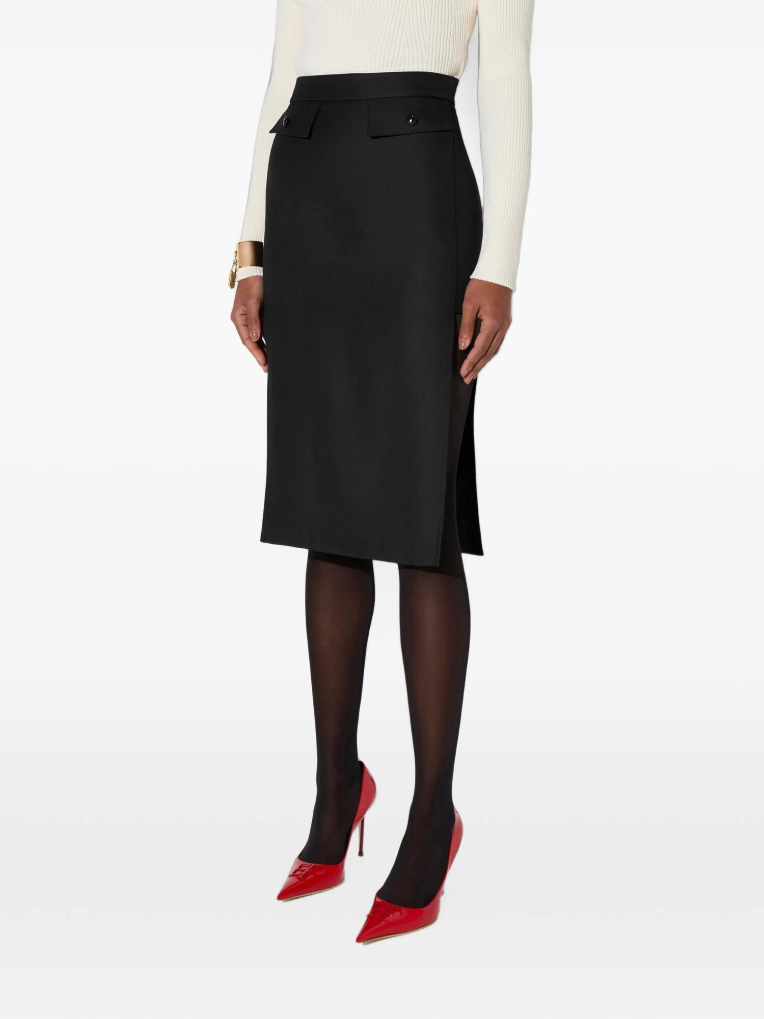 Юбка Elisabetta Franchi Cool wool skirt, размер 42, black — фото 1