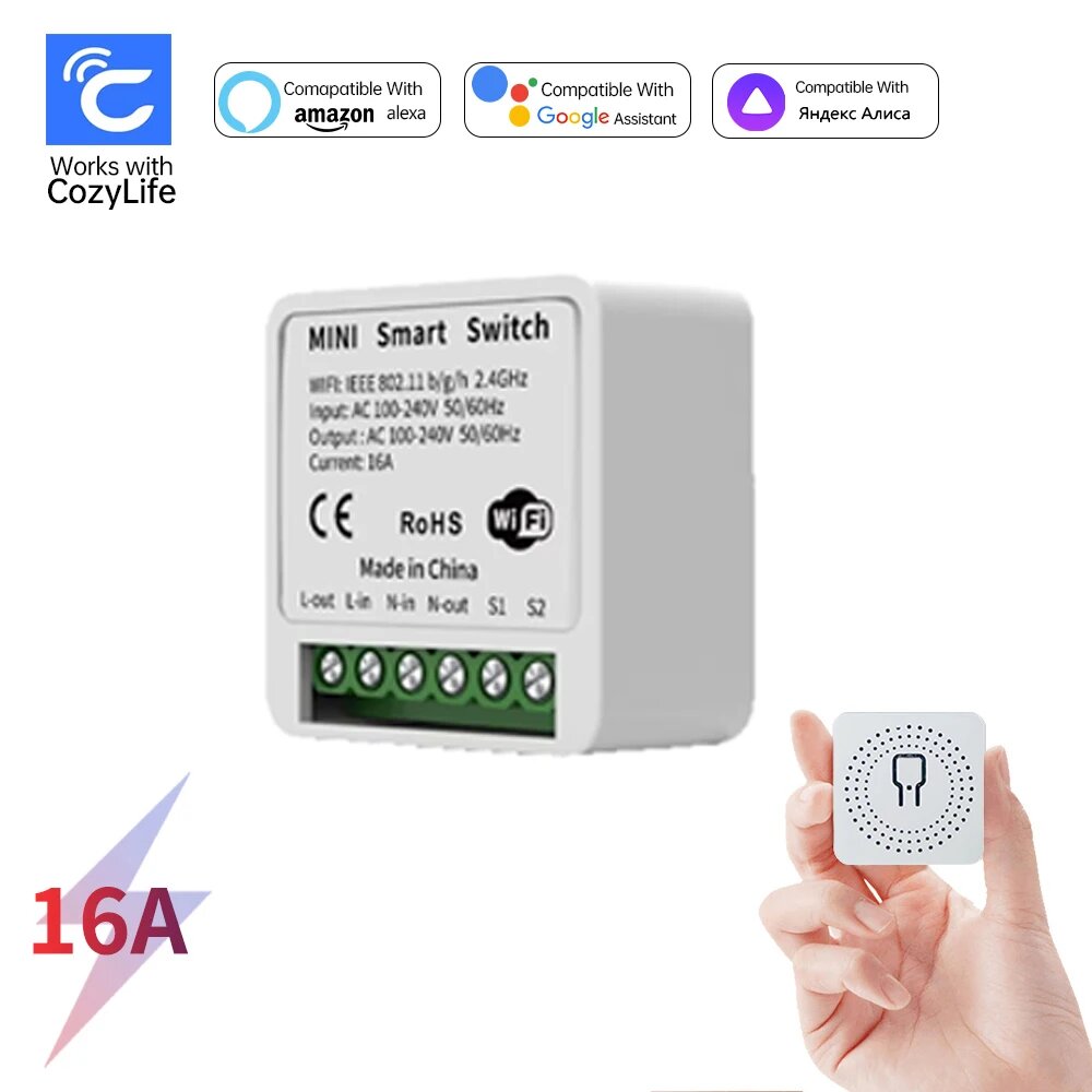 Cozylife Smart WiFi Мини-выключатель WHD02 16A 1Pcs