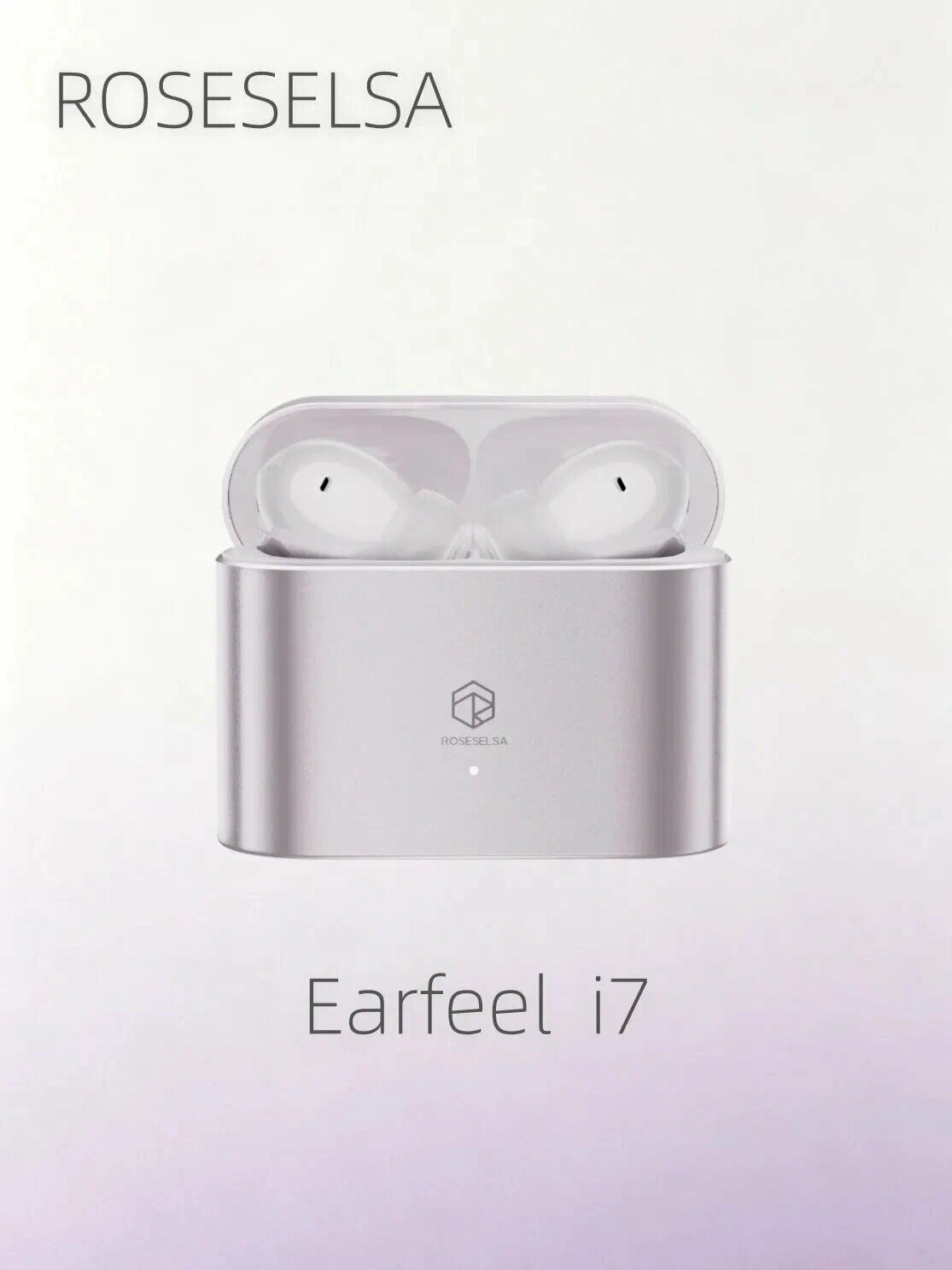 Наушники беспроводные с микрофоном ROSESELSA Earfeel i7, Bluetooth, фиолетовый