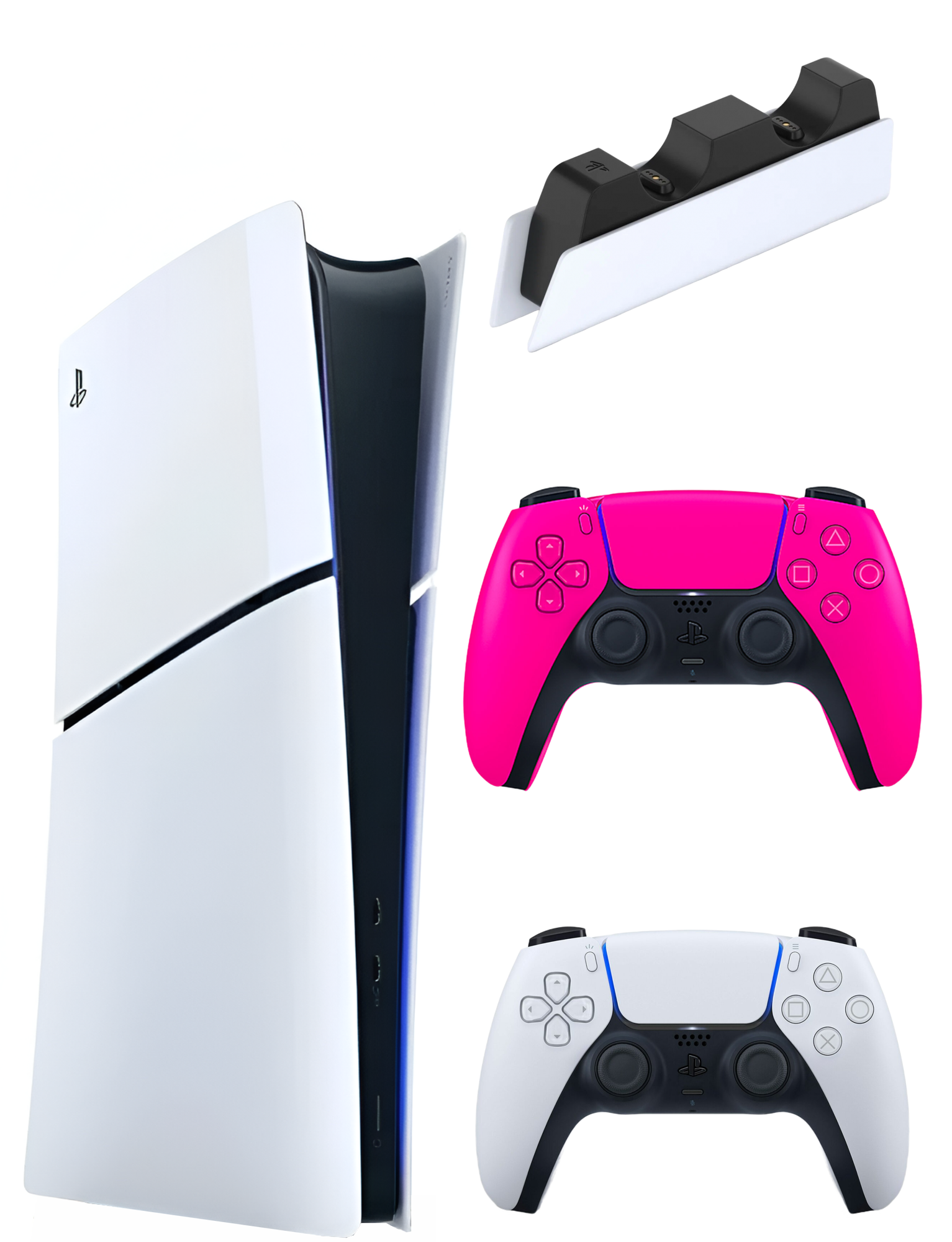 Игровая приставка Sony PS 5 Slim Digital,825ГБ (без дисковода)+2-ой геймпад(розовый)+Зарядная станция
