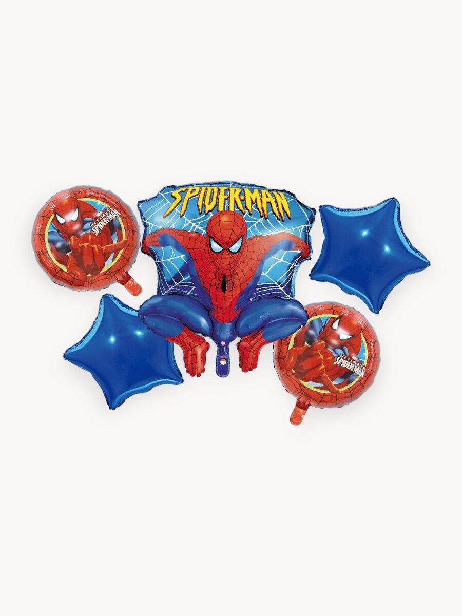 Набор воздушных шаров фольгированных 5 штук Человек-паук, шары на день рождения
