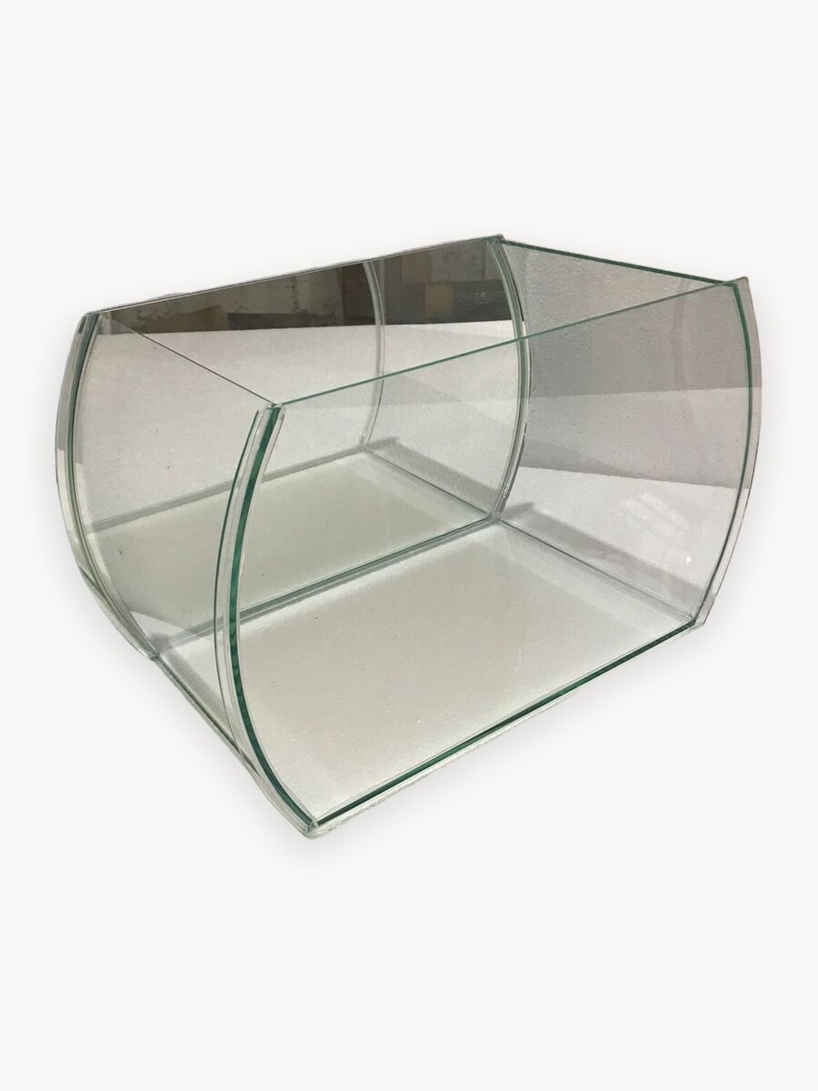 Аквариум фигурный, 20литров, 44х27х24см, гнутое стекло, зеркальная стенка, без крышки, для петушка, креветок.