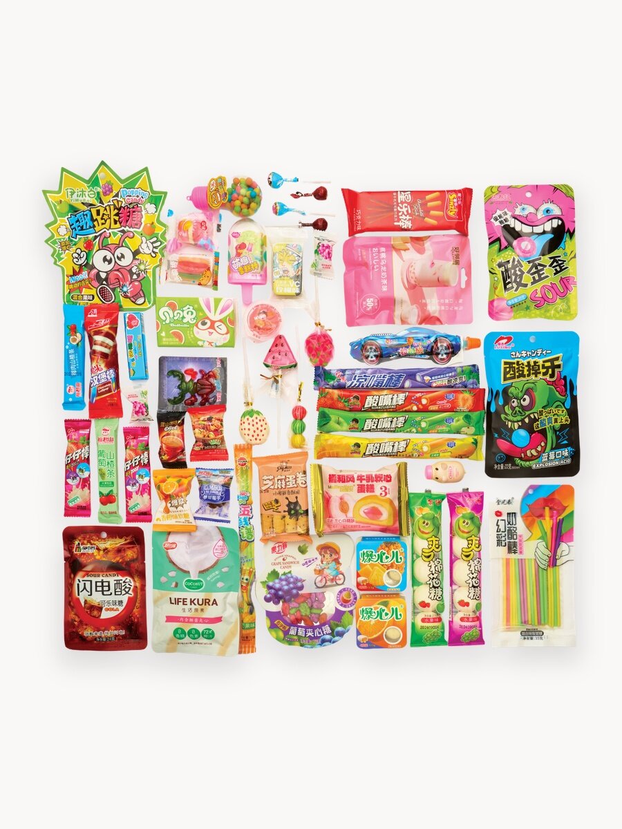 Набор азиатских корейских японских сладостей бокс вкусняшки 50 шт