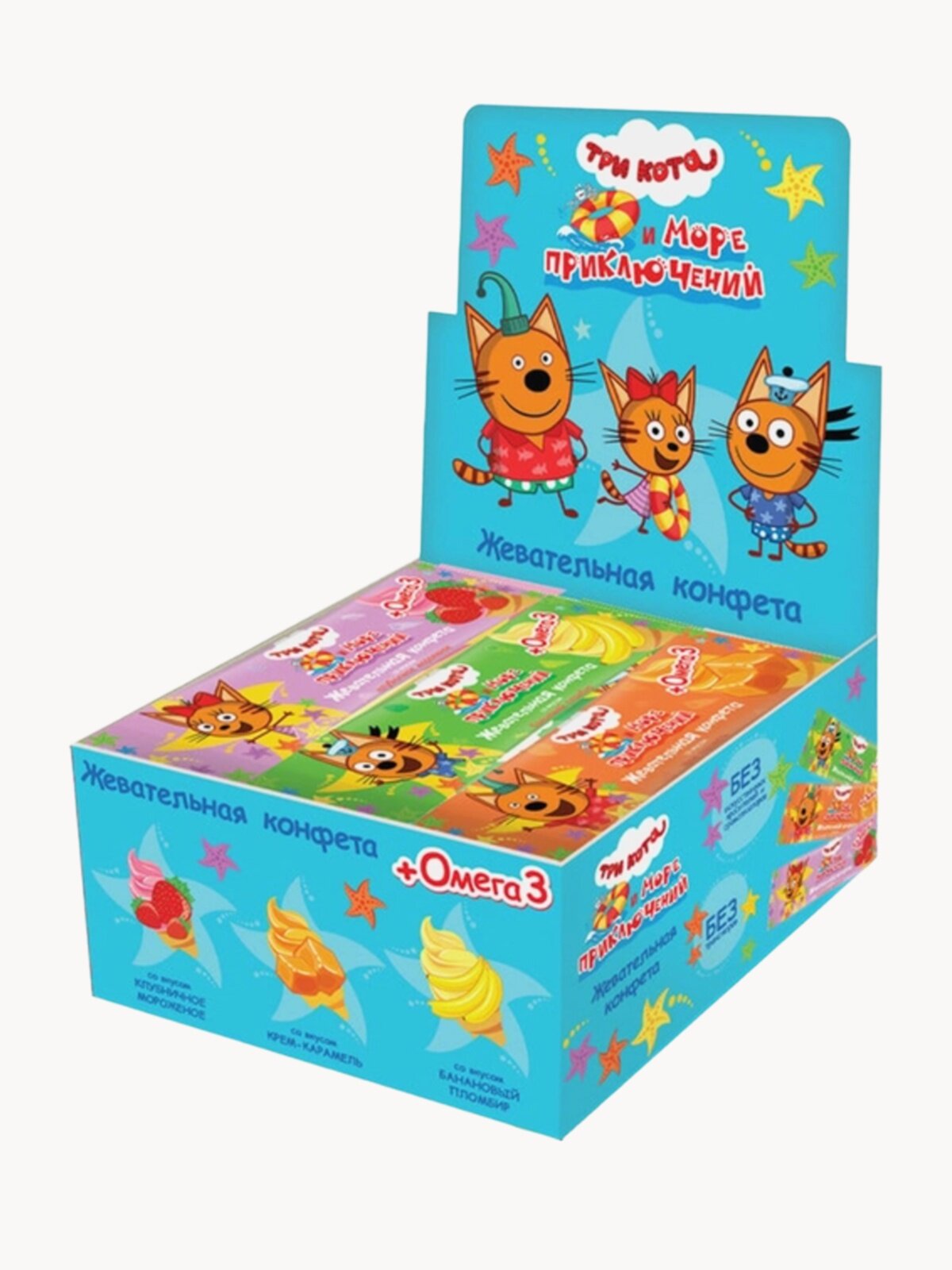 Жевательные конфеты для класса ТРИ кота с Омега 3,48 шт. по 11 г.