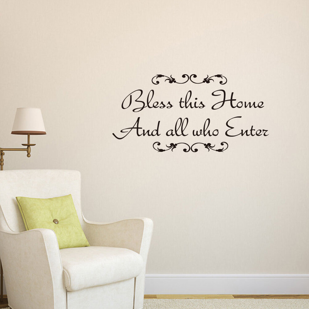 Наклейка Для Стены Bless This Home Чёрного Цвета Из Водостойкого Пвх Размер M