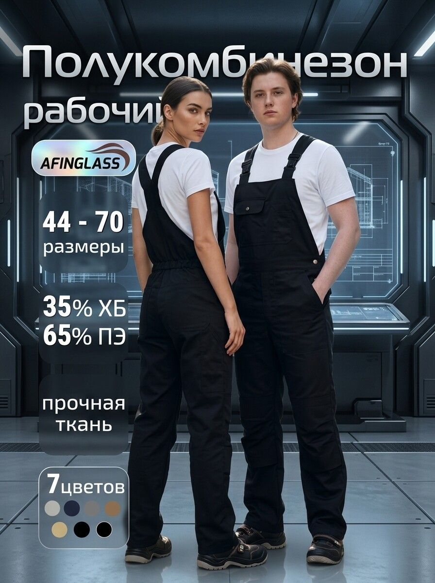AFINGLASS Полукомбинезон Чикаго цвет черный с широкими лямками