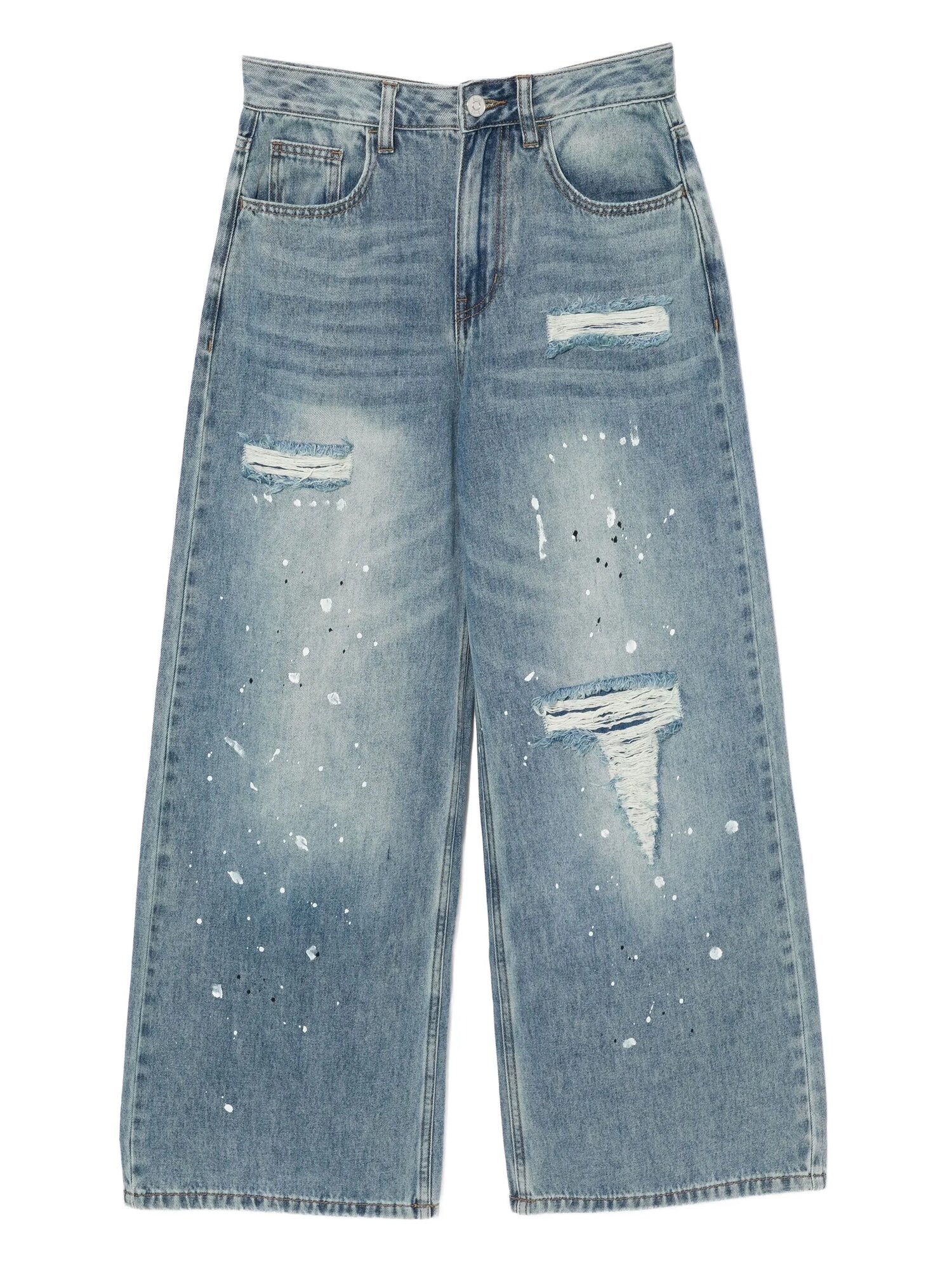 Джинсы Distressed wide-leg jeans 