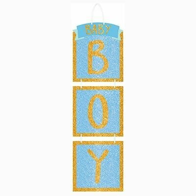 Интерьерный декор AMSCAN "Baby Boy", блеск, подвесной, голубой, 91 см