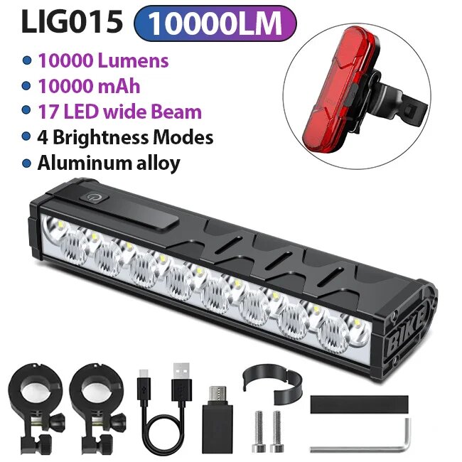 NEWBOLER Велофонарь Передний 10000Lm Алюминиевый 10000ML-3051