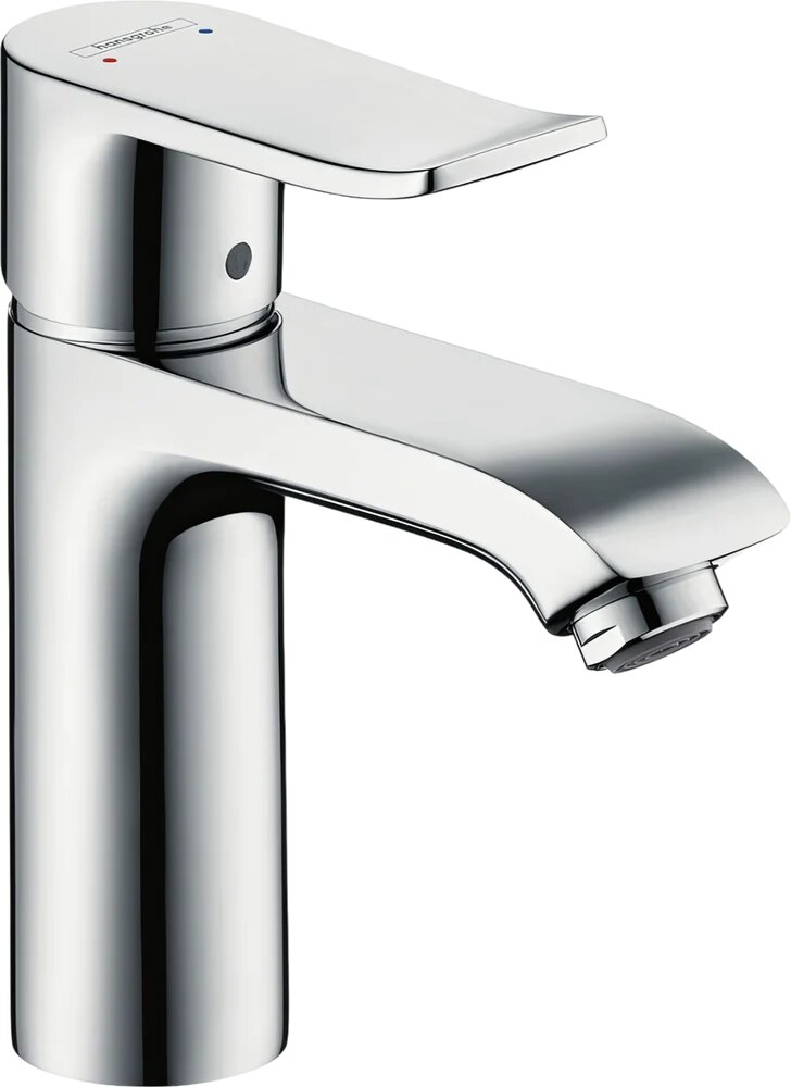 Смеситель для раковины Hansgrohe Metris 31080000 хром, глянцевый, кран для ванной в раковину, из латуни, рычажный, с керамическим картриджем, с функцией экономии расхода, с донным клапаном