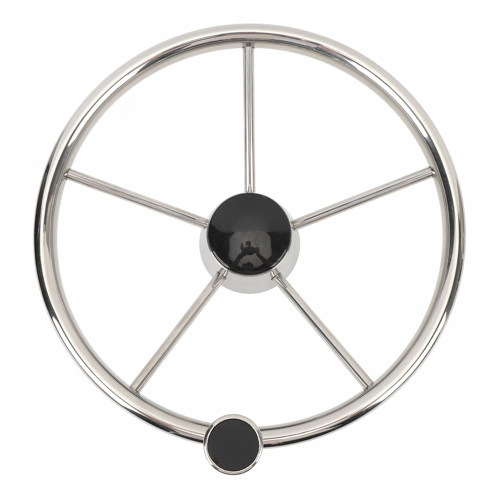 Рул. колесо 13 дюйм, 5спиц, 25 , нерж.+крышка+рукоятка, судно/яхта/катер