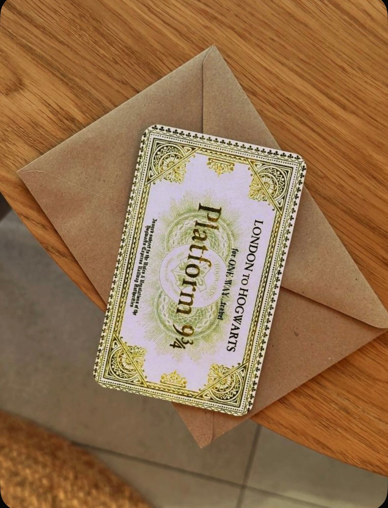 Открытка Гарри Поттер билет 9/3/4 для фанатов Гарри Поттера, отличный подарок