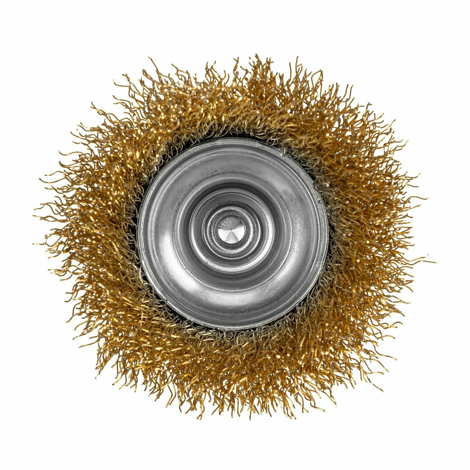 Корщетка для дрели 65мм чашка (MATRIX) /латунированная витая проволока арт. 74477/