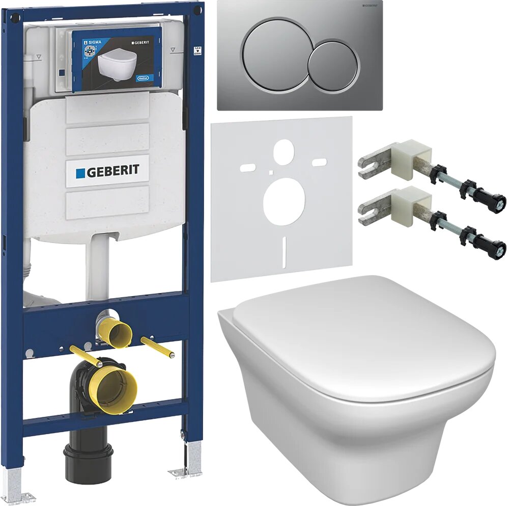 Комплект 6 в 1 Унитаз подвесной Jacob Delafon Vox EDM102-00 / Сиденье E20142-00 с микролифтом / Инсталляция Geberit Duofix UP 320 111.300.00.5 (111.950.00.6), Кнопка Sigma 01 115.770. JQ.5 цвет матовы