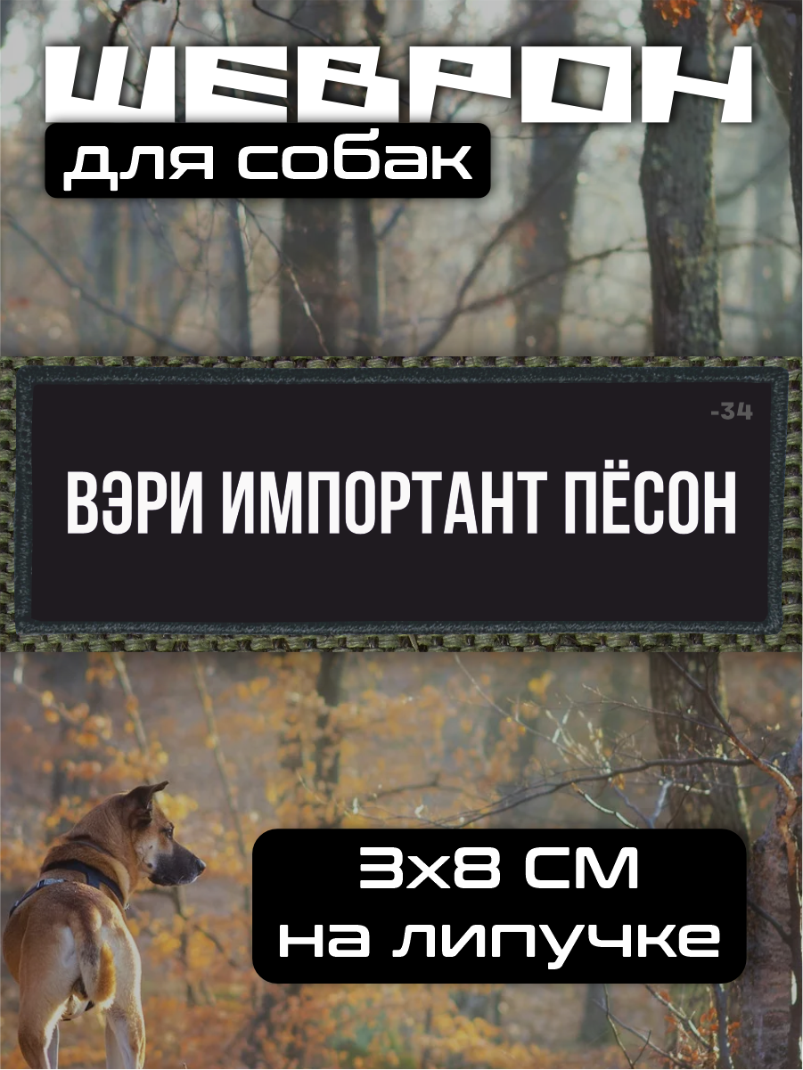 Шеврон на липучке для собак Вэри импортант пёсон