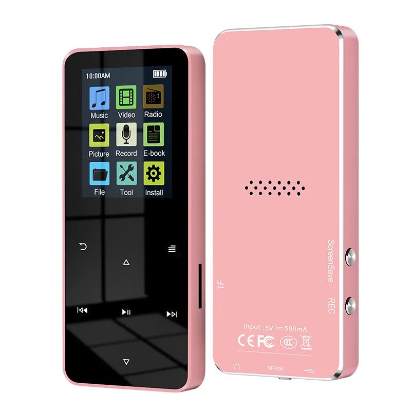 Розовый MP3-плеер 16 ГБ, Bluetooth 5.0