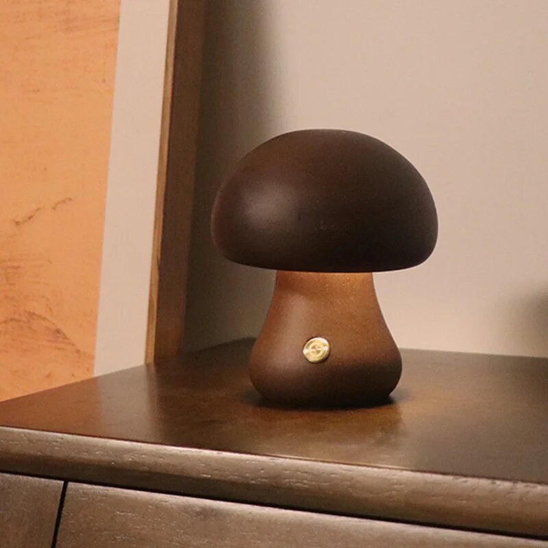 Ночник Claeted деревянный грибной C Walnut